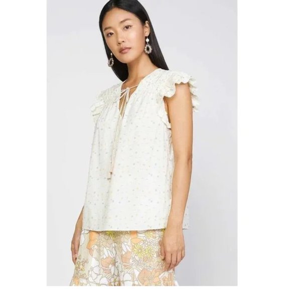 Current Air | Tops | Nwt Current Air Floral Flutter Sleeve Blouse ...